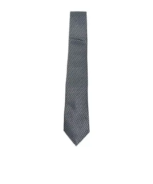 Giorgio Armani Silk Chevron Patterned Neck Tie - Grey Fancy