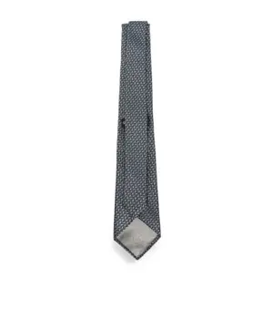 Giorgio Armani Silk Chevron Patterned Neck Tie - Grey Fancy