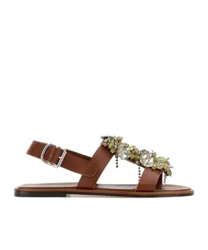 Dries Van Noten Embellished Strap Flat Sandals