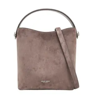 Giorgio Armani Shoulder Bag In Split Leather - Brown