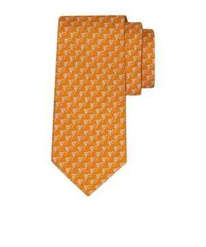 FERRAGAMO Owl-print Tie - Orange