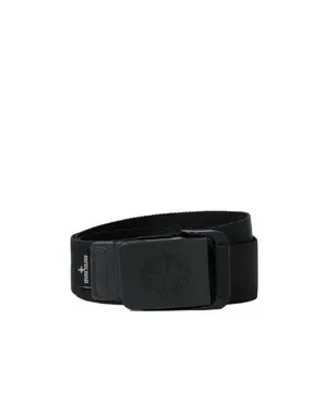 Stone Island Belt With Compass Logo Buckle - Black