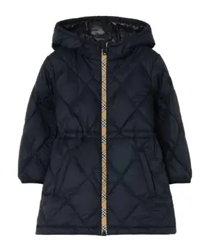 Burberry Quilted Nylon Hooded Coat - Navy