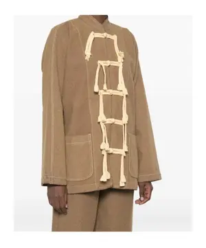 UMA WANG Long-sleeved Tie Detailed Casual Jacket - Tan