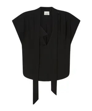 Isabel Marant Étoile Selene Sleeveless Crepe Blouse - Black