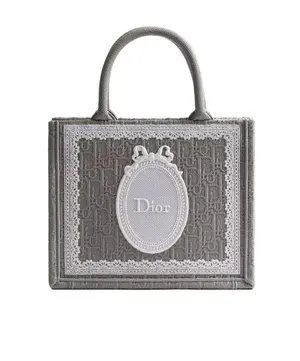 Dior Small Book Tote With Strap - Grey