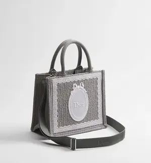 Dior Small Book Tote With Strap - Grey
