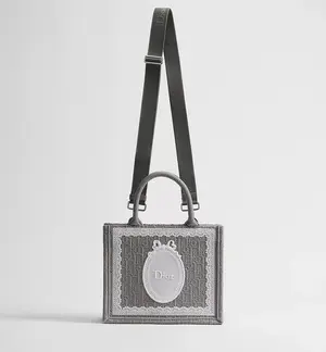 Dior Small Book Tote With Strap - Grey