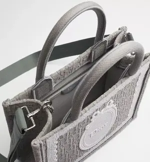 Dior Small Book Tote With Strap - Grey