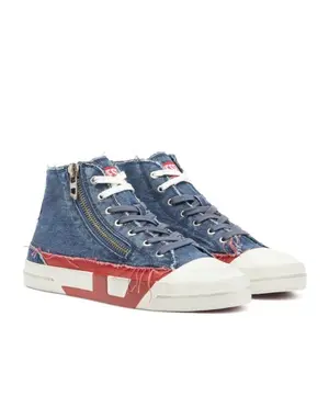 DIESEL® Distressed Denim High-top Sneakers