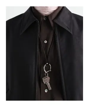 LEMAIRE Keyring Necklace With Braided Recycled Leather Cord - Silver