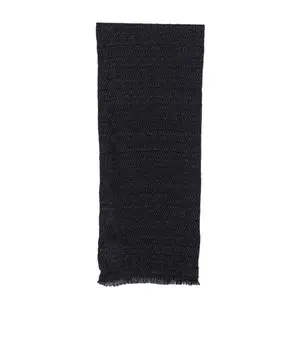 Giorgio Armani Crinkled-finish Fringed Scarf - Night Blue