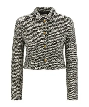 Versace Cropped Wool Bouclé Blouson With Medusa Head Buttons
