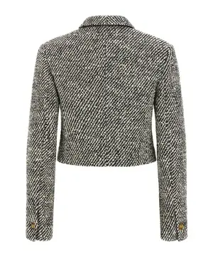 Versace Cropped Wool Bouclé Blouson With Medusa Head Buttons
