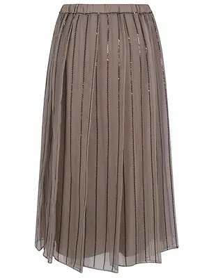 Brunello Cucinelli Striped Midi Skirt With Sequins