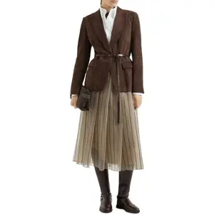 Brunello Cucinelli Striped Midi Skirt With Sequins