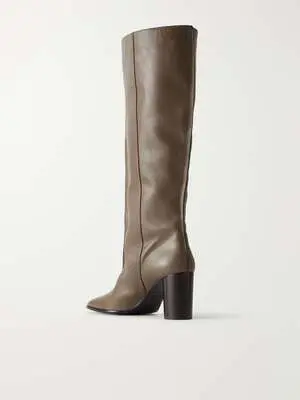 LEMAIRE Crease Leather Knee Boots