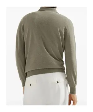 Brunello Cucinelli Polo-neck Cashmere Sweater - Olive Green