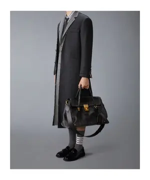 Thom Browne Bolton Weekender Distressed Leather Duffle Bag