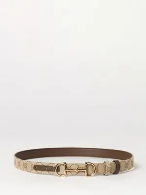 Gucci Monogrammed Belt With Gold Tone Hardware - Cream