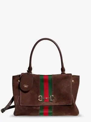 Gucci Paparazzo Suede Handbag With Iconic Web Detail On The Front - Brown
