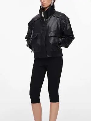 SELF-PORTRAIT Faux Leather Bomber Jacket