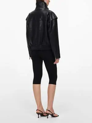 SELF-PORTRAIT Faux Leather Bomber Jacket