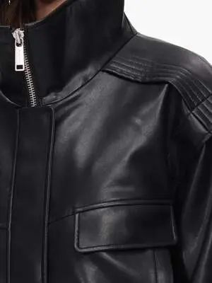 SELF-PORTRAIT Faux Leather Bomber Jacket