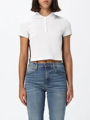 Gucci Ribbed Cropped Polo Shirt - White