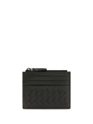 Bottega Veneta Intrecciato Zip Card Holder - Black