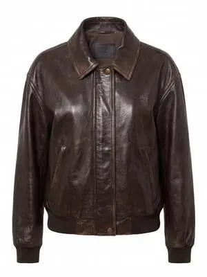 Prada Leather Bomber Jacket - Multicolor