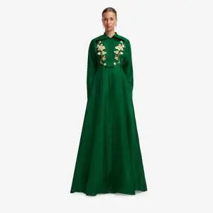 LEO LIN Josephine Embellished Silk Gown - Forest