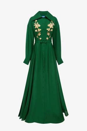 LEO LIN Josephine Embellished Silk Gown