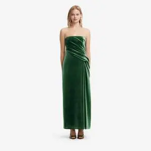 LEO LIN Florence Velvet Ruffled Maxi Dress