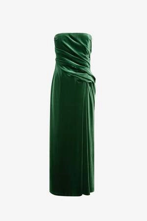 LEO LIN Florence Velvet Ruffled Maxi Dress