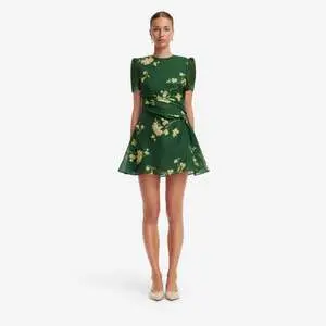 LEO LIN Elyse Short Sleeve Mini Dress - Forest Print