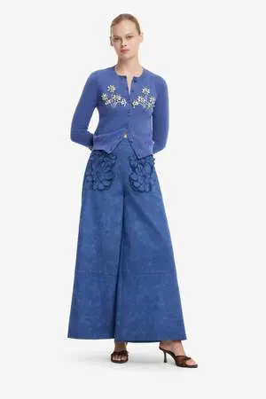 LEO LIN Claire Embellished Cashmere Blend Cardigan - Azure