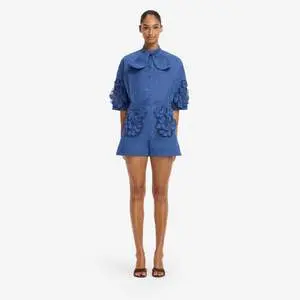 LEO LIN Tessa Appliqué Vegan Suede Shorts