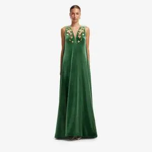 LEO LIN Agathy Velvet Embellished Gown