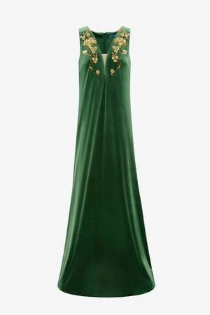 LEO LIN Agathy Velvet Embellished Gown