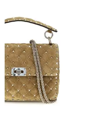 Valentino Garavani Medium Rockstud Spike Suede Top Handle Bag