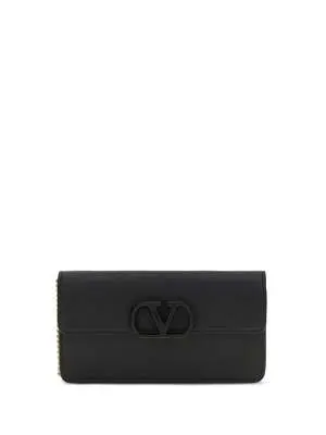 Valentino Garavani Vlogo Signature Grainy Calfskin Chain Wallet - Black