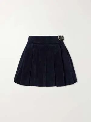 Sea Garrett Pleated Stretch-cotton Corduroy Mini Skirt - Navy