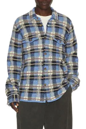 Guest In Residence Plaid Work Shirt In Blue - Delft Blue Combo