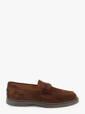 TOD'S Suede Loafers With Metal Logo - Multicolor