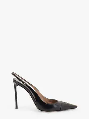 TOM FORD Leather Pumps With Metal T Logo Detail - Black