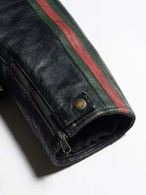 Gucci Leather Bomber With Web Details
