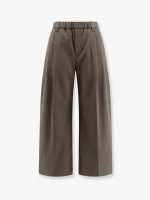 Brunello Cucinelli Cotton Trousers With Elastic And Monili Detail - Multicolor