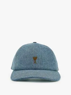 AMI Paris Blue Denim Hat With Embroidered Logo - Multicolor