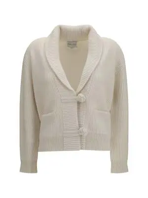FORTE_FORTE Wool And Cashmere English Rib Cardigan - White